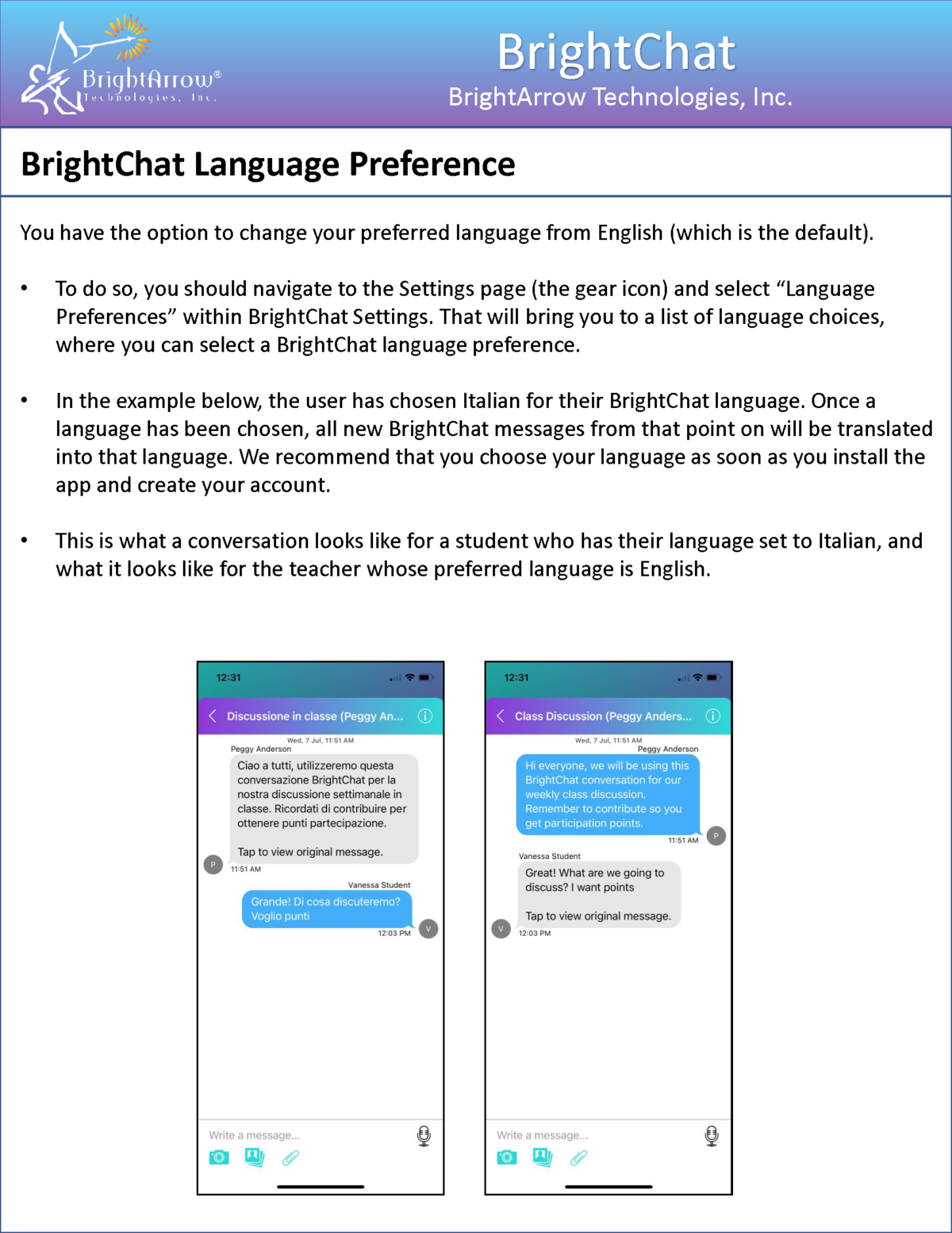 BrightChat Documentation | BrightArrow Technologies