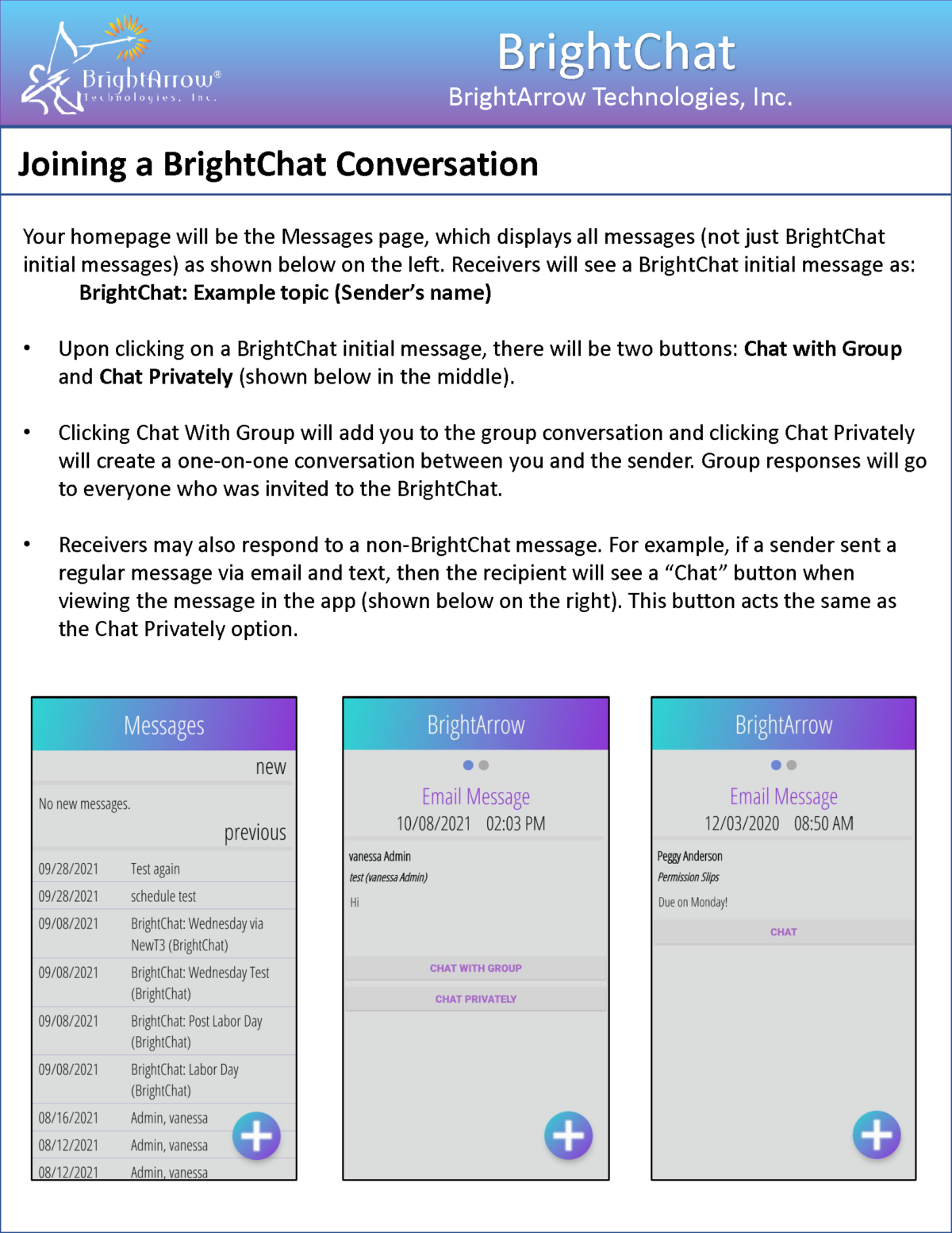BrightChat Documentation | BrightArrow Technologies