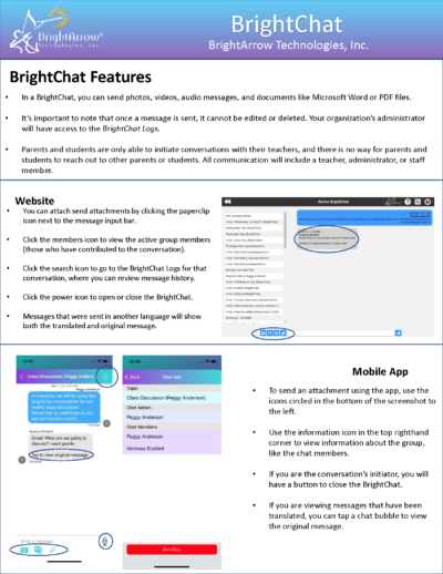 BrightChat Documentation for Teachers | BrightArrow Technologies